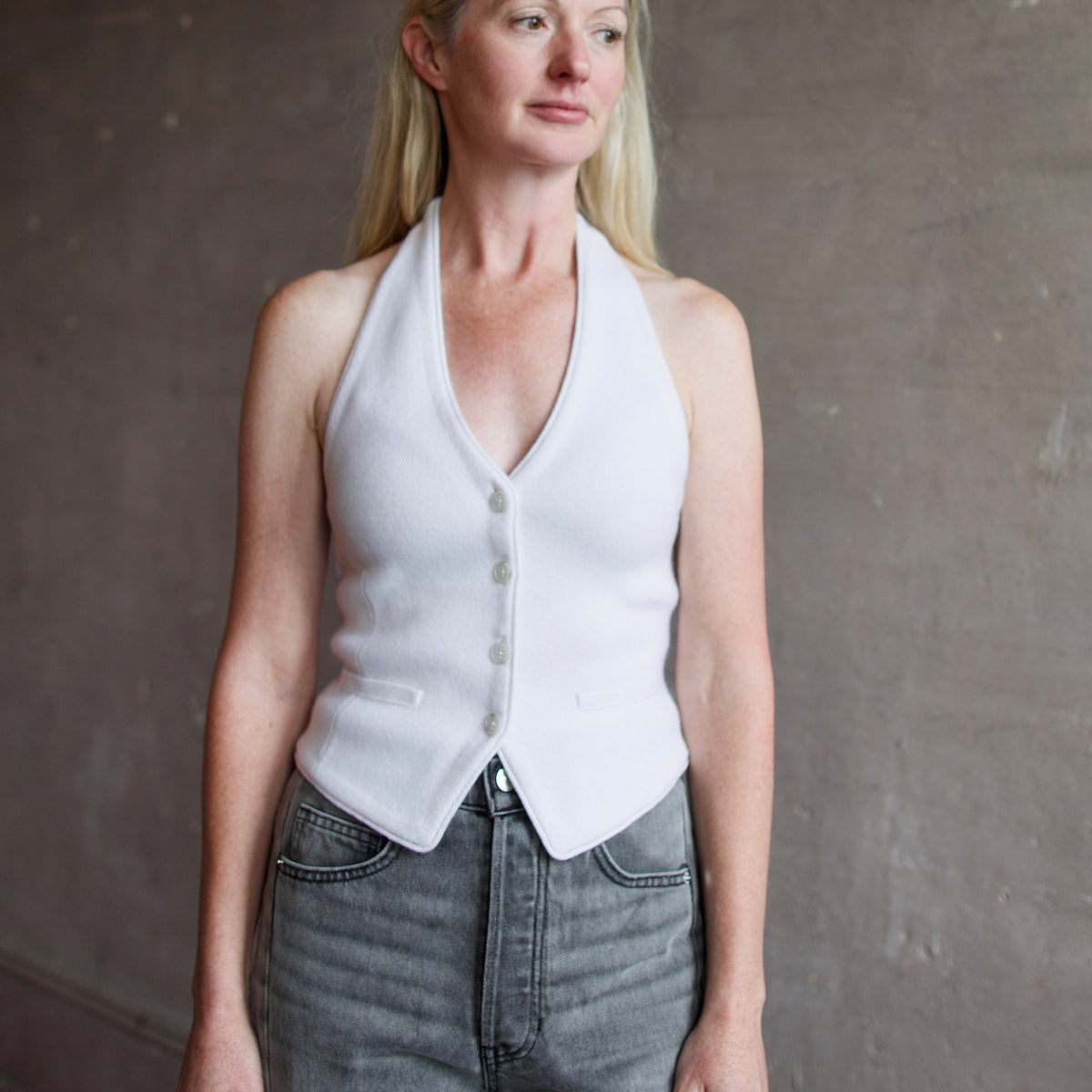 GUEST IN RESIDENCE |TAILORED HALTER VEST | CREAM | FINAL SALE – Woodlands