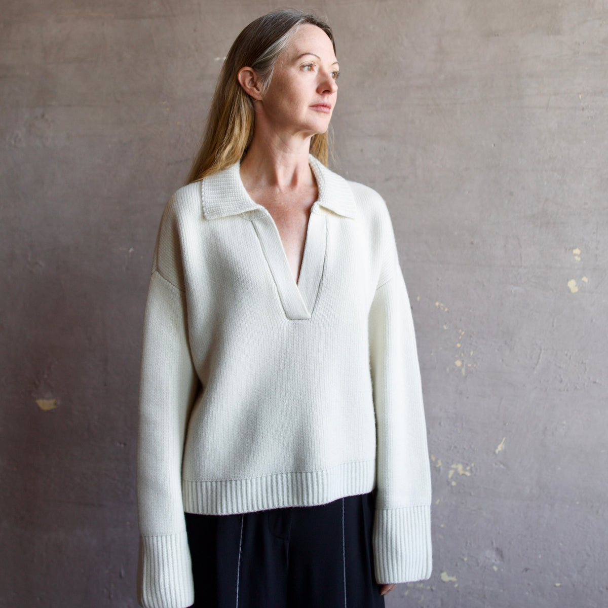 NAADAM ULTRA LUXE CASHMERE POLO SWEATER | IVORY | Women's Cashmere Pol ...