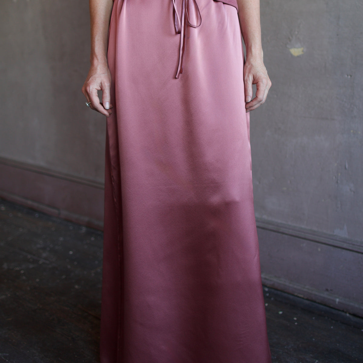 SABLYN SOL MAXI SKIRT | DESERT BLOOM | Women's Silk Charmeuse Drawstri ...