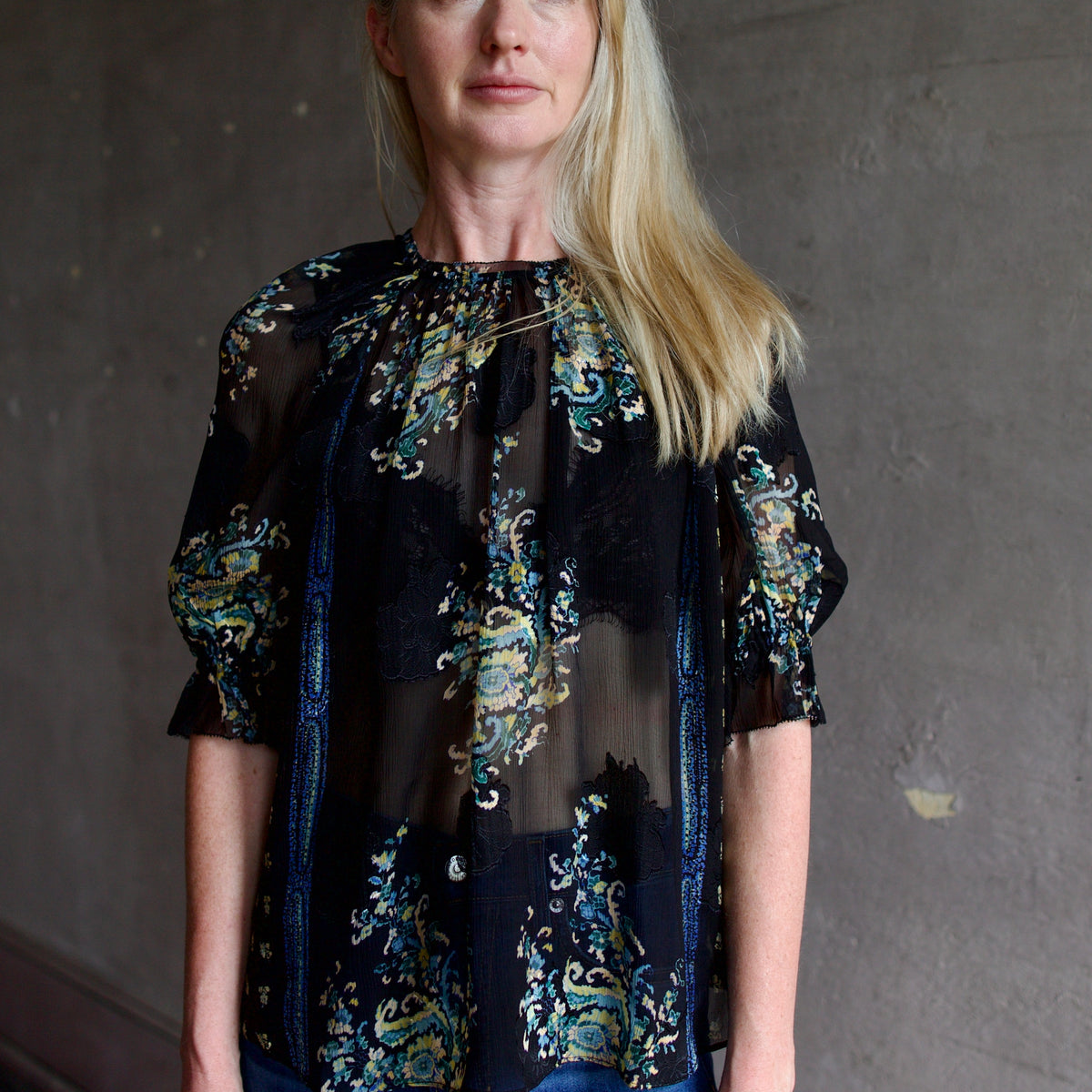 ULLA JOHNSON PIPPA BLOUSE | BLACK PAISLEY | Women's Silk-Viscose Chiff ...